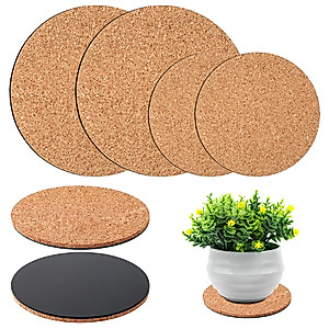 Cork Plant Coasters,Augshy 4 Pieces Cork Plant Mats for Indoor Plants and Garden Pots,Plant Saucer for Indoors (4 Inches,6 Inches)