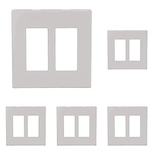 EATON PJS262W Arrow Hart Pjs262 Decorative Screw Less Wall Plate, 2 Gang, 4-1/2 in L X 4.56 in W X 0.08 in T, White (Pack of 5)