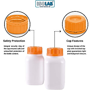 ISOLAB USA - Plastic Lab Chemical Reagent Bottle - HDPE - 500ml/16.9oz - Wide Mouth Sample Sealing Liquid Storage Container 2 Pieces