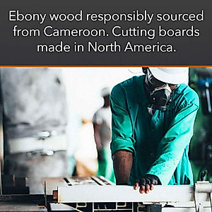 Stella Falone Reversible Wood Cutting Board Made of Solid West African Crelicam Ebony Wood – 18'' x 11.4'' X 1.6'', Heavy-Duty, Premium Serving Board with Carved Grip Edge – Includes Conditioning Oil