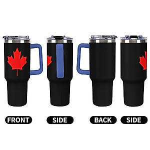 Canada Flag 40oz Water Bottle Double Wall Insulated Tumbler with Handle Leakproof Travel Mug Deep Blue-style