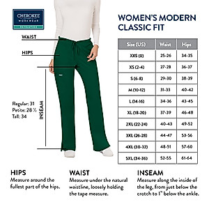 WW Revolution by Cherokee Women's Mid Rise Moderate Flare Drawstring Pant Tall, Hunter Green, X-Small Tall