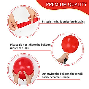 RUBFAC 100pcs 12 Inches Red Black and Gold Balloons Kit, Metallic Chrome Gold and Latex Red Black Balloons with Ribbons for Birthday, Wedding, Anniversary, Festival Decorations