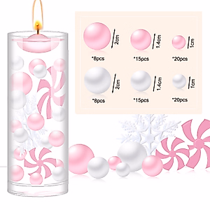 GLBYUNN Pink Pearls Vase Filler Beads Clear Water Gel Floating Pearls for Vase Filler Table Centerpieces Valentine's Day Party Decoration (White, Pink)