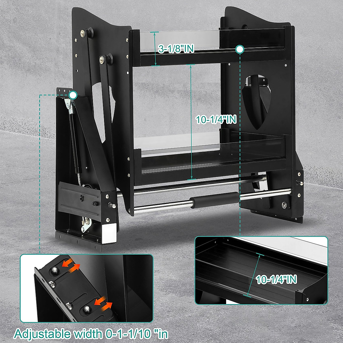 Ebusin 24 Inch Pull Down Cabinet Organizer - 2 Tier Kitchen Cabinet Pull Down Shelf for Space-Saving Convenience. Ideal Spice Rack Organizer for Kitchen Cabinets.