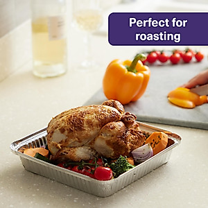 MATANA 9x9 Aluminum Pans with Lids (25 Pack) Disposable Aluminum Tays - 9" Inch Square Foil Cake Baking Pans & Food Containers with Lids