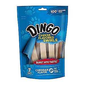 Dingo Cheese-Flavored Swirls 7 Count, Rawhide-Free Snack for Dogs