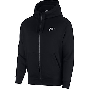Nike Men's Sportswear Club Fleece Full Zip Hoodie, Fleece Zip-Up Hoodie Men, Black/Black/White, 4XL