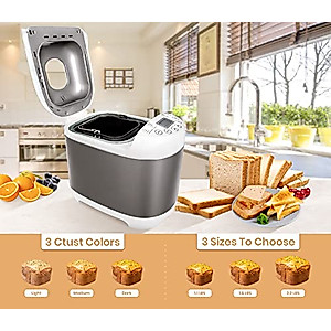 Sybo BM8501 Pro Bread Machine, 2 LB 19-in-1 Programmable XL Bread Maker Nonstick Pan & Digital Touch Panel, 3 Loaf Sizes 3 Crust Colors, Reserve & Keep Warm Set
