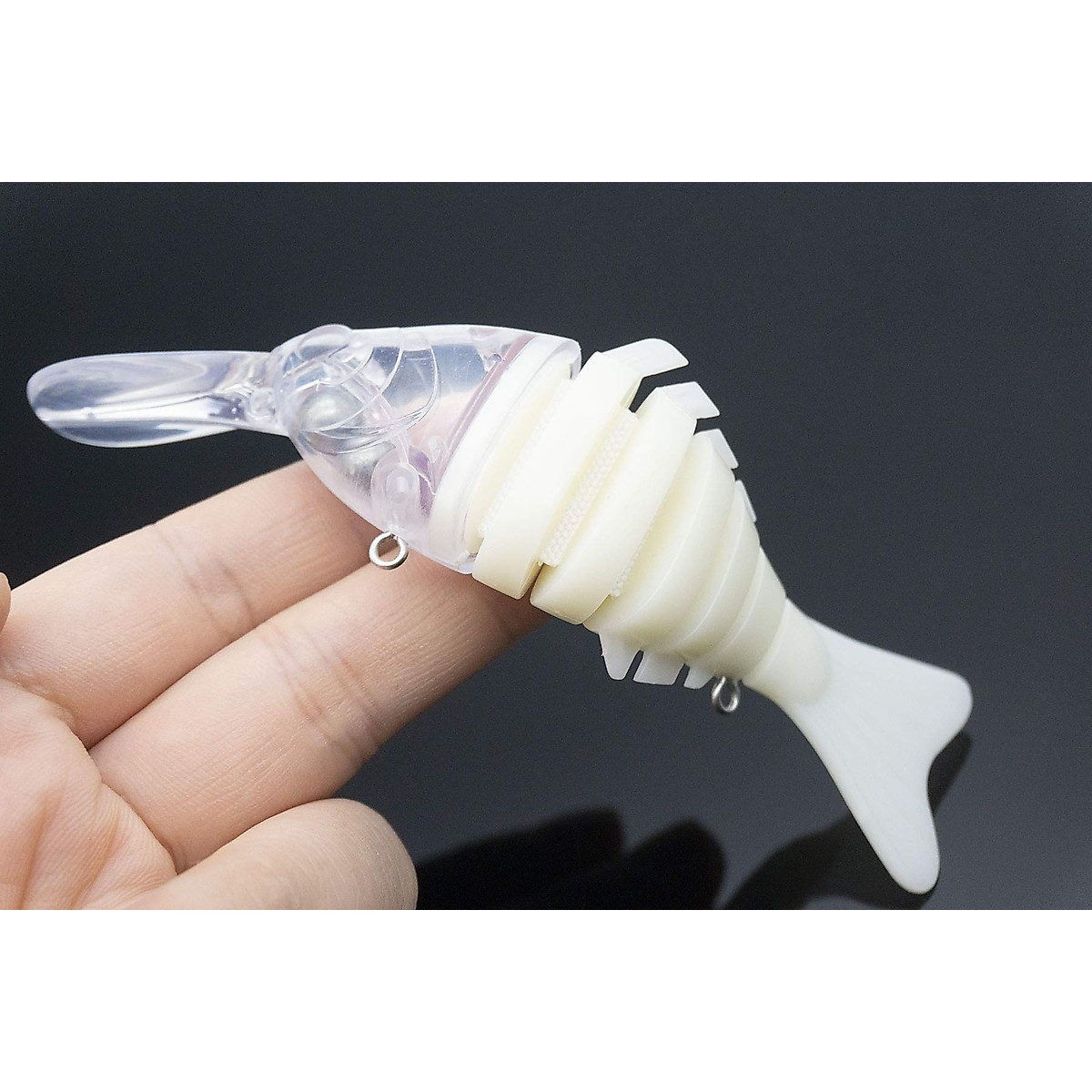 5PCS Whopper Popper Bass Lure 7 Multi Jointed Fishing Lure 15g 12cm with 6mm Free Eye Topwater Floating Rotating Tail Artificial Hard Bait 6mm