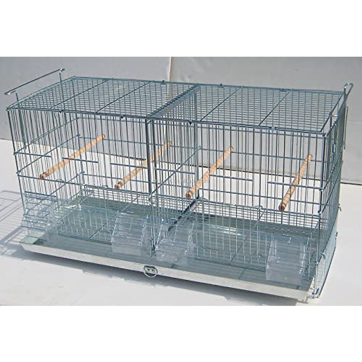 LOT of Galvanized Zinc Plated Stackable Breeder Bird Flight Cage with Removable Center Divider and Breeding Nest Doors (Galvanized Zinc, 35.5"x18"x19"H Lot-2 ADD ON)