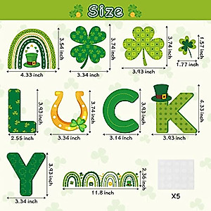 BeYumi 91Pcs Lucky Bulletin Board Decorations Set Green Shamrock Lucky Boho Rainbow Cutouts Scalloped Bulletin Board Trim Borders Classroom Homeschool Chalkboard Wall Decor Party Supplies