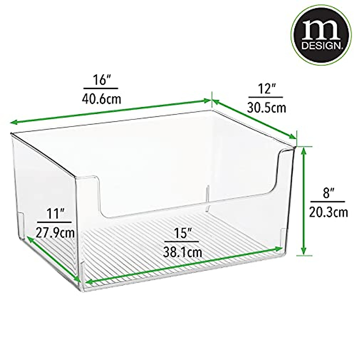 mDesign Large Modern Plastic Open Front Dip Storage Organizer Bin Basket for Bathroom Organization - Vanity Shelf, Cubby, Cabinet, and Closet Organizing Decor - Ligne Collection - 8 Pack - Clear