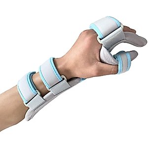 HHSB Hand Splint Support,Anti-Spasticity Finger Splint Stroke Rehab Equipment,Adjustable Finger Orthoticsfor StrokeHemiplegia &Traumatic Brain Injury 000 0705 (Color : Left, Size : Medium)