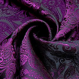 YOHOWA Men/Women Lightweight Scarf Floral Purple Black Silk Feeling Soft Scarves Neckerchief Wraps Fashion Gift