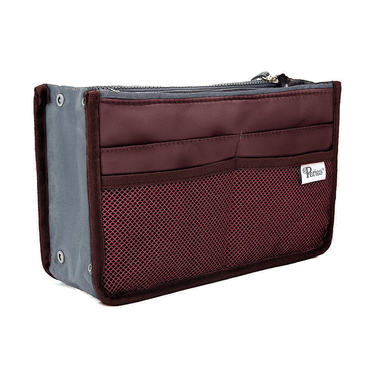 Periea Chelsy Purse Organizer Insert with Handles & 13 Pockets - 3 Sizes (Burgundy, Medium)