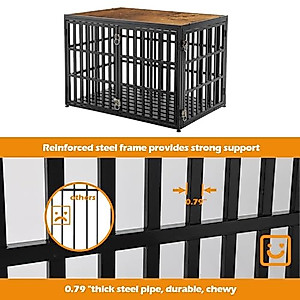 LUCKUP Heavy Duty Dog Crate Furniture for Medium and Large Dogs, Dog Kennel Indoor Dog Cage end Table, Wooden Metal Pet House with Adjustable Feet, 38 Inch, Black