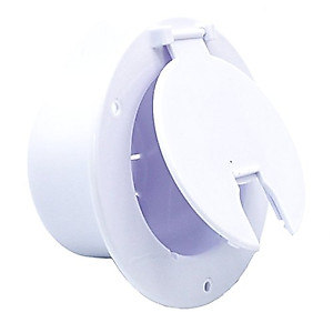 X-Haibei RV Cable Hatch, Round Trailer Camper Electric Power Cord Cable Hatch Cover for 30/50 Amp Cord, Fits 3-3/8 inch Dia. Hole, White Flip Up Cover