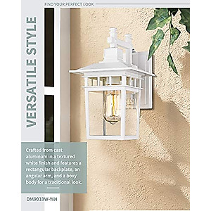 Beionxii White Exterior Light Fixture 2PK, Dusk to Dawn Outdoor Lighting with Cast Aluminum Housing, Outdoor Front Porch Lights for House Coach Garage, DM9244W-TWH