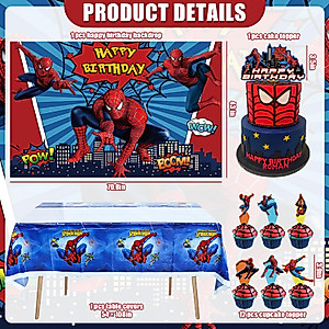 Red Spider Hero Balloons Party Supplies Arch Garland Kit, Red Spider Backdrop, Tablecloth, Cupcake Toppers,for Baby Shower Birthday Graduation Anniversary Party Decorations
