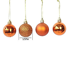 Christmas Ball Baubles Assorted Pendant Shatterproof Ball Ornament Set Seasonal Holiday Wedding Party Decorations(24 pcs, 4 cm) (Orange)