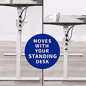 VIVO Clamp-on Power Strip Mount for Desk Leg, Under Desk Office Cable Management Organizer, Spring-Assisted Cord Holder, White, DESK-PS01LC