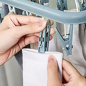 ZUKPUMNE Sock Hanger for Washing Line, Foldable Swivel Clothes Underwear Hanger with 32 Clips for Washing Line, Sock Dryer with Pegs Clothes for Sock,Underwear Hanger, Clothes Pegs, Laundry Airer