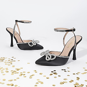 DREAM PAIRS Women's High Heels Destiny Closed Toe Strappy Heels Sexy Rhinestone Ankle Strap Pumps Wedding Bridal Party Dress Shoes DESTINY,Size 11,Black,SDPU2208W