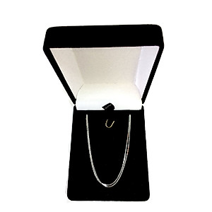 Jewelry Affairs 14k White Solid Real Solid Gold Mirror Box Chain Necklace, 0.7mm, 20"