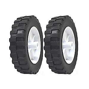 2 Pack - 6" x 1.5" Solid Rubber Flat Free Tire Hand Truck Plastic Wheel - – 1/2" Axle Hole - 70 lbs Capacity