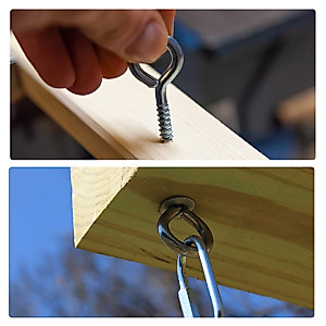 10 PCS Screw Eyes, Stainless Steel Eye Hooks, Heavy Duty Eye Bolts Screw in, Self-Tapping Eyelet Screw for Indoor & Outdoor, 2.5 inches