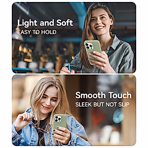 AOTESIER Compatible with iPhone 13 Pro Phone Case, [Military Shockproof Protection] Liquid Silicone Case with [Soft Anti-Scratch Microfiber Lining] Camera & Screen Protection 6.1 inch, Tea Green