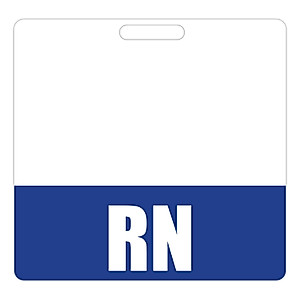 RN Badge Buddy (Blue) - Horizontal Heavy Duty Badge Tags for Resident Nurses - Double Sided Badge Identification Card