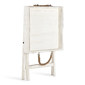 Kate and Laurel Bayville Vintage Tray Table, 17" x 17" x 24", White, Rustic Coastal Tray for Display and Storage