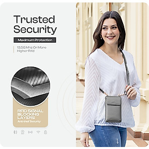 Claasico Womens Crossbody Wallet & Phone Case | iPhone/Samsung/LG Magnet Cell Pouch & Handbag Grey