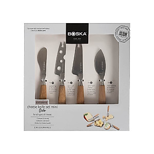 BOSKA Stainless Steel Mini Cheese Knives - Oslo For All Types of Cheese - Multi-Functional Cheese Slicer - Handheld Slicer - Silver Non-Stick - Dishwasher Safe - For Kitchen Cooking