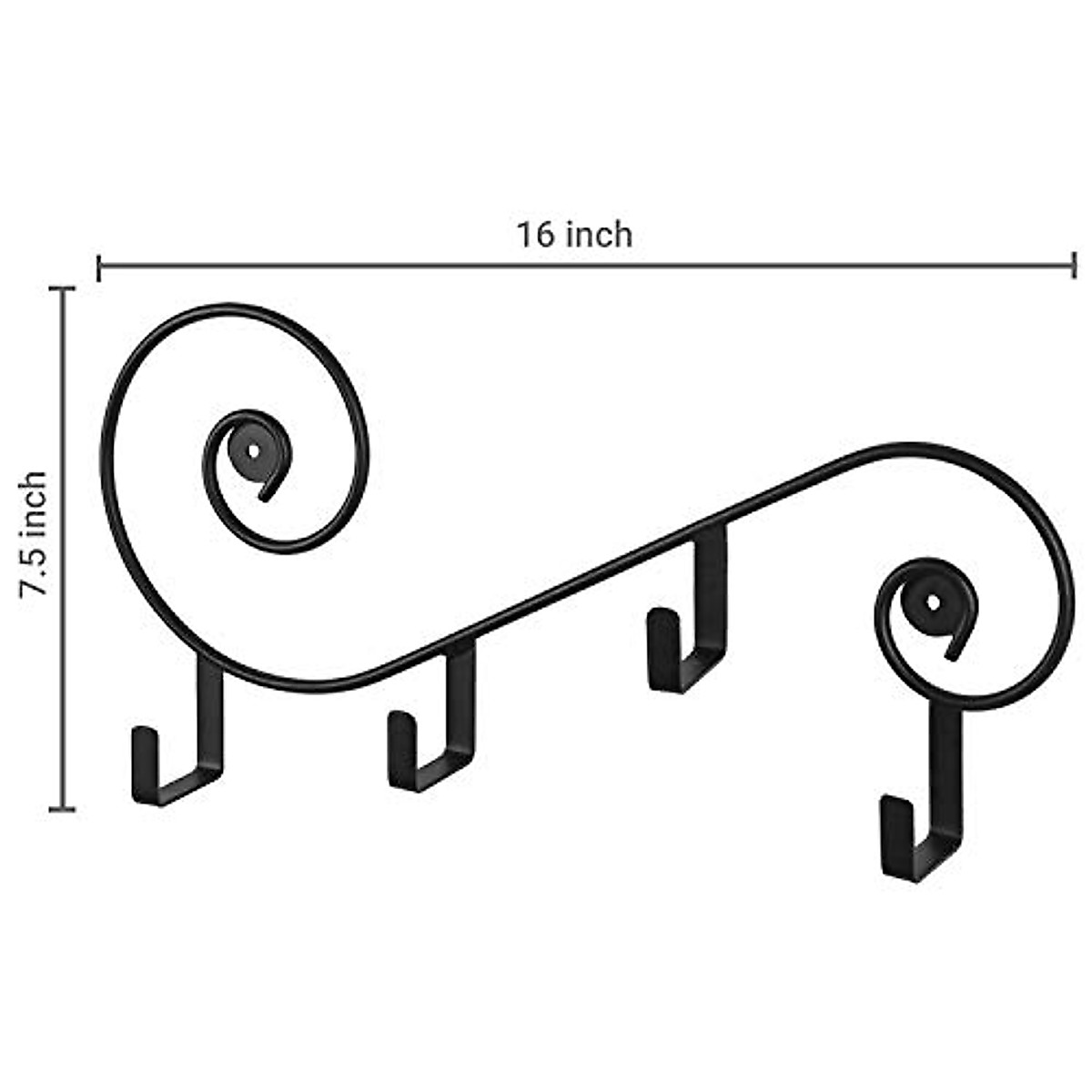 MyGift Set of 2 Vintage Scrollwork Design Wall Mounted Metal Mug Hook Air Drying Rack, Black