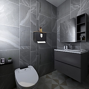 Cozee Bay Bamboo Paper Towel Dispenser, Paper Towel Holder with Lid for Home and Commercial, Wall Mount or Countertop for Multifold, C Fold, Z fold, Trifold Hand Towels (Black)