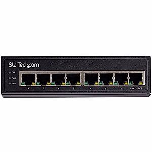 StarTech.com Industrial 8 Port Gigabit PoE Switch - 30W - Power Over Ethernet Switch - GbE PoE+ Unmanaged Switch - Rugged High Power Gigabit Network Switch IP-30/ -40C - 75C, TAA (IESC1G80UP)