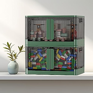 Sineda 2 Pack Storage Bins with Lids - 19 Gallon Collapsible Storage Bins with Wheels and Door, Stackable Storage Bins for Clothing, Blankets, Books, Bedding and Toys.(19 Gal-2Pack, Green)