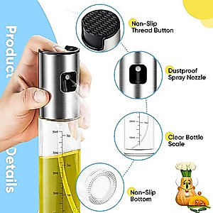 Oil Sprayer Mister for Cooking, kitchen Oil Sprayer Olive Oil Spray Bottles, 3.4-Ounce Capacity Food Grade Glass Bottle Oil Spritzer for Air Fryer, Salad, BBQ, Baking, Roasting, Grilling, Frying-1Pack
