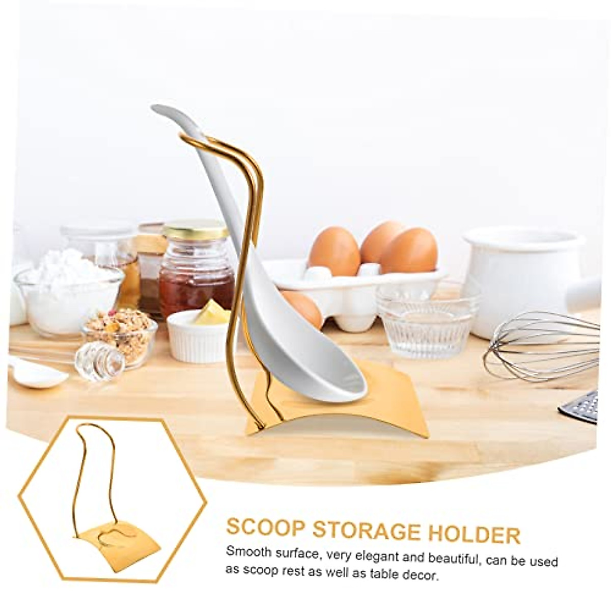 DOITOOL Integrated Spoon Rest Upright Spoon Rest Sturdy Spoon Holder Black Flatware Spoon Holder for Stovetop Ladle Delicate Spoon Holder Colander Stainless Steel Household