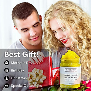 Purebellissimo Brightening Bikini Scrub For Body Care, Intimate Exfoliating Body Scrub For Dark Spots, Ingrown Hair Treatment For Bikini Area Bump Eraser, Bikini Area Exfoliator for Women