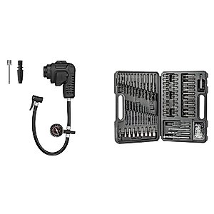 BLACK+DECKER BDCMTHPI Inflator Multi-Tool Attachment with BLACK+DECKER BDA91109 Combination Accessory Set, 109-Piece
