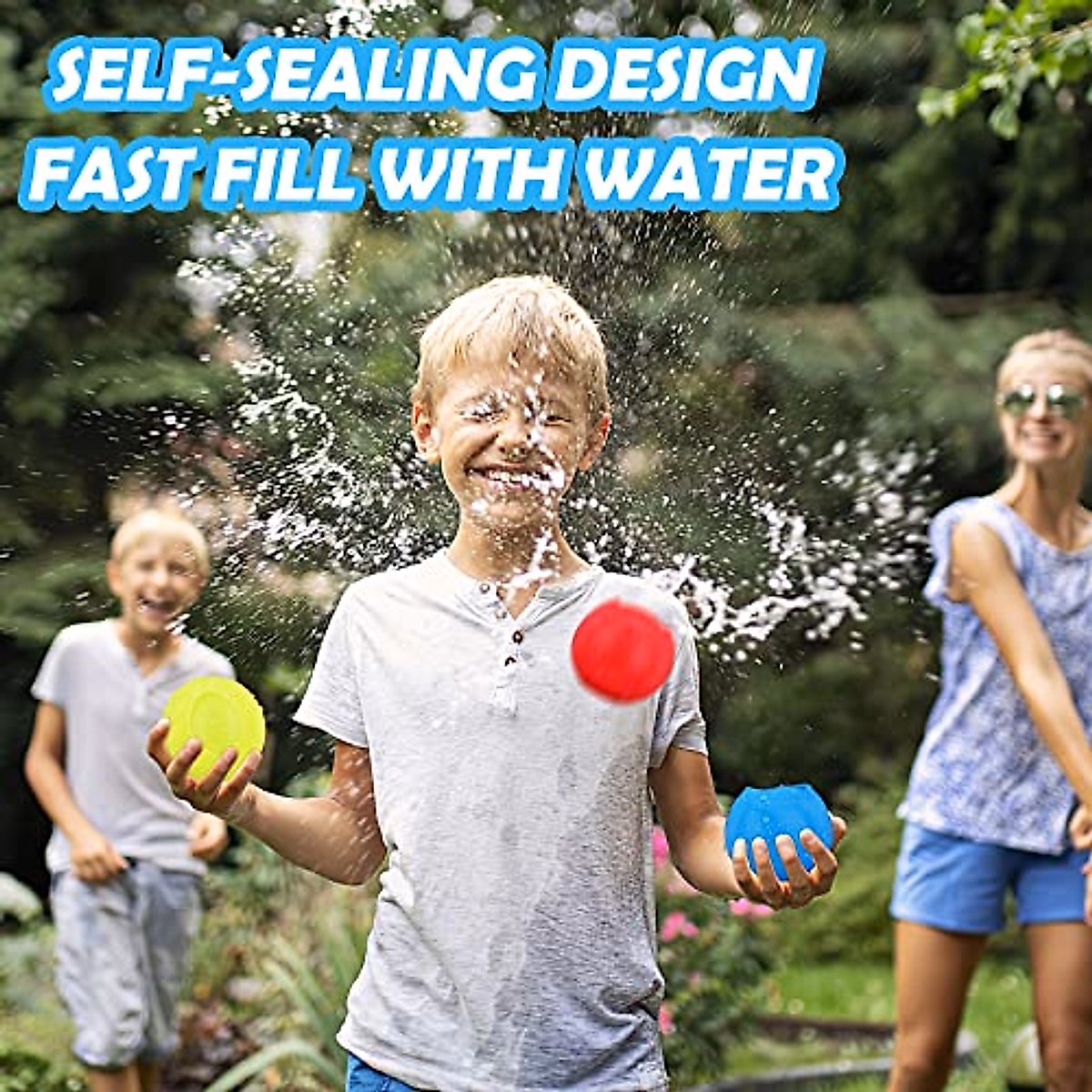 SweetAce Water Balls 12 Pack Reusable Quick Fill Water Balloons Bombs Splash Soaker Ball Summer Outdoor Indoor Water Fight Toy for Kids Backyard Pool Activity