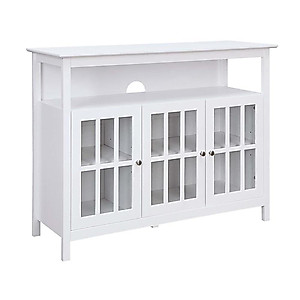 Convenience Concepts Big Sur Deluxe TV Stand with Storage Cabinets and Shelf for TVs up to 55 Inches, White