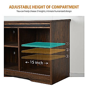 Kasibie Farmhouse 65" TV Stand, Modern LED TV Stand Brown, Entertainment Center with Storage Cabinet, Sliding Barn Door Media Cabinet (Brown)