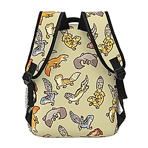 ILEABEC Backpack for Women Men Leopard Gecko Lightweight Laptop Backpack Durable Gym Backpacks Casual Daypack