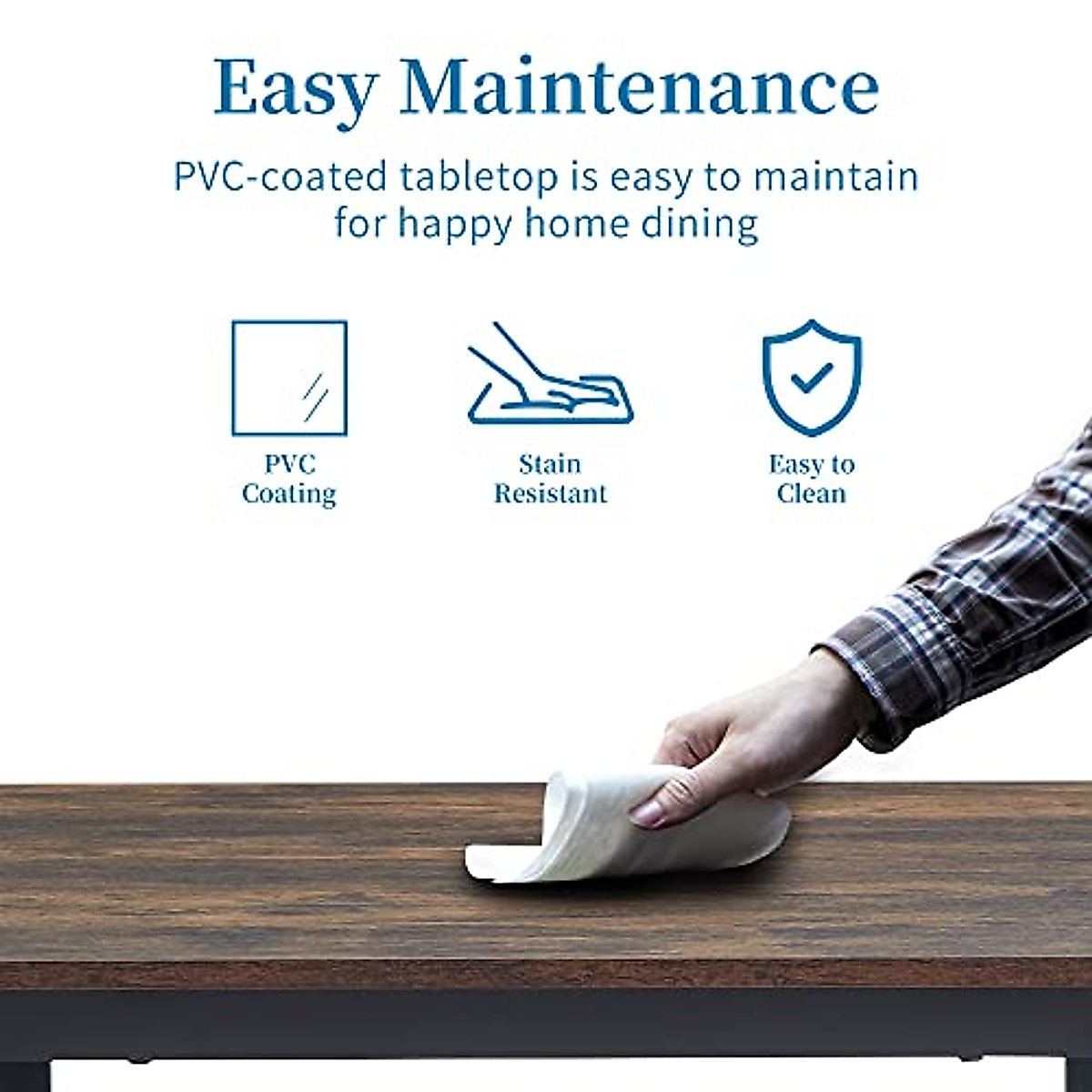 Tassullo Dining Table and Chair Set for 4, 47 Inch MDF Tabletop Kitchen Table Set with High Back PU Leather Chairs, Nesting for Space Saving (Table & Chair Set)