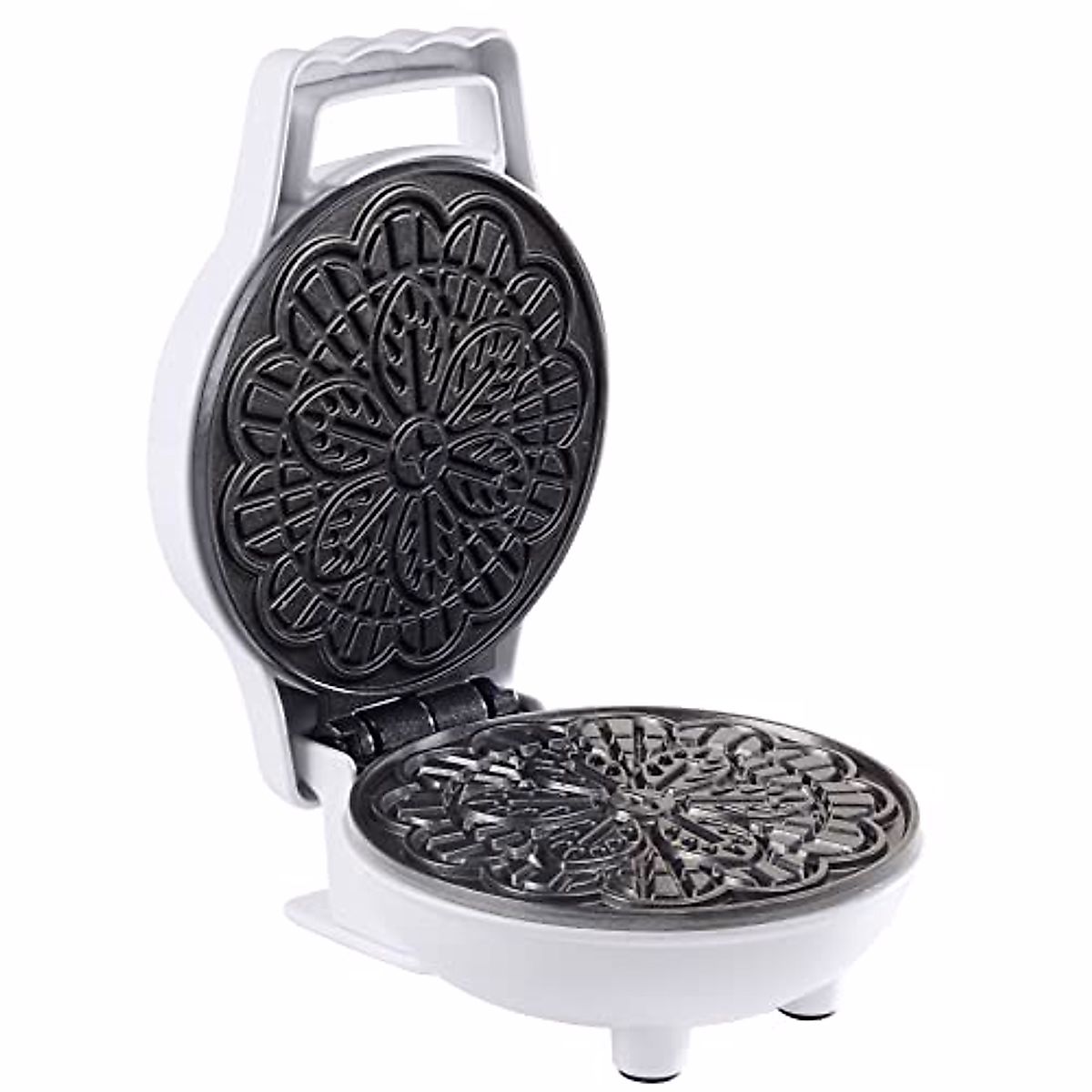 Mini Electric Pizzelle Maker - Makes One Personal Tiny Sized 4" Traditional Italian Cookie in Minutes- Nonstick, Easy to Use Press - Recipes Included- Must Have Dessert Treat for Summer Baking or Gift